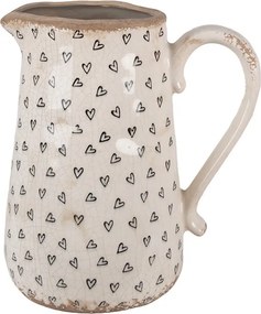 Béžový keramický džbán se srdíčky Hearti L antik - 21*15*23 cm