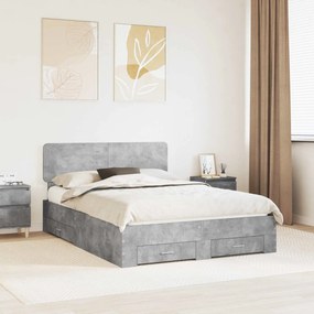 Rám postele s čelo Betonově šedá 160 x 200 cm Kompozitní dřevo 3412351