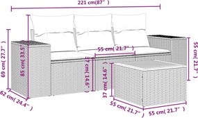 4dílná zahradní sedací souprava s poduškami béžová polyratan 3257648