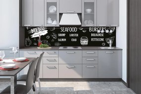 DIMEX | Fototapeta do kuchyně Černá restaurační cedule KI-260-225 | 260 x 60 cm | černobílá