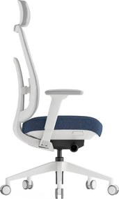 Kancelářská ergonomická židle K42 WHITE SP – síť/ čalouněná, modrá