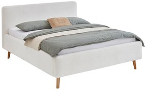 OnaDnes -20% Bílá látková bouclé dvoulůžková postel Meise Möbel Mattis 140 x 200 cm s úložným prostorem