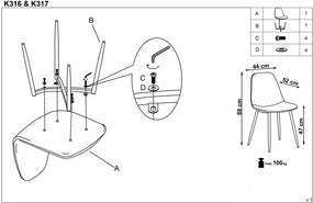 K317 židle čalounění - vícebarevné, nohy - černé