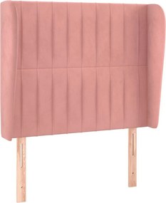 Čelo postele typu ušák růžové 83 x 23 x 118/128 cm samet 3118229