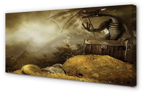 Obrazy na plátně Dragon horské mraky zlato 125x50 cm