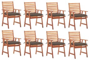 Zahradní jídelní židle 8 ks s poduškami masivní akáciové dřevo,  3078397