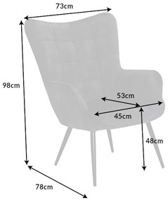 Designové křeslo Sweden šedý samet