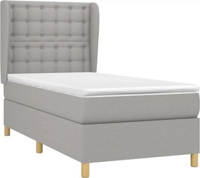 Box spring postel s matrací světle šedý 100 x 200 cm textil 3128821