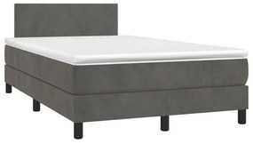 Box spring postel s matrací a LED tmavě šedá 120 x 190 cm samet - Default Title