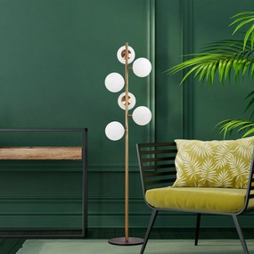 OPVIQ Podlahová lampa FAZLI bronz mléčné sklo