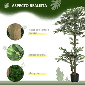 Outsunny Umělý Fikus 150 cm – Dekorativní Umělé Rostlina v Květináči pro Domov, Obývací Pokoj, Kancelář Ø15x150 cm Zelená