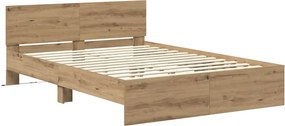 Rám postele s čelo Artisanový dub 135 x 190 cm Kompozitní dřevo 3403575