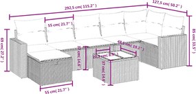 8dílná zahradní sedací souprava s poduškami černá polyratan 3263511