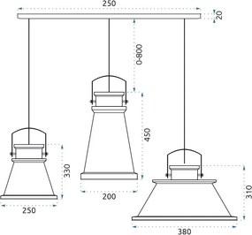 Toolight - Stropní svítidlo ASTI ABC 3xE27, černá-zlatá, OSW-00182