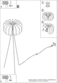 Béžová stojací lampa s textilním stínidlem (výška 134 cm) Elom – Sollux