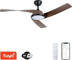 ZEVENTI - LED Stropní ventilátor AERYS LED/24W/230V Wi-Fi Tuya černá/ořech + DO