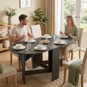 HOMCOM skládací stůl do kuchyně s vyklápěcími deskami, oválný skládací kuchyňský stůl, moderní styl 163 x 80 x 75 cm, černý