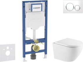 Geberit Duofix - Set předstěnové instalace, klozetu Oudee a sedátka softclose, tlačítko Sigma20, bílá/chrom SANI11CA31129