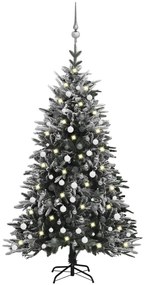 Umělý vánoční stromek LED a sada koulí zasněžený 240cm PVC a PE,  3077931 HangarStore.cz