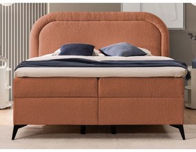 Oranžová boxspring postel s úložným prostorem 160x200 cm Ornes – Ropez