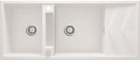 Deante Magnetic, 2-komorový granitový dřez s odkapávačem 1160x500x224 mm, bílá, DEA-ZRM_A213