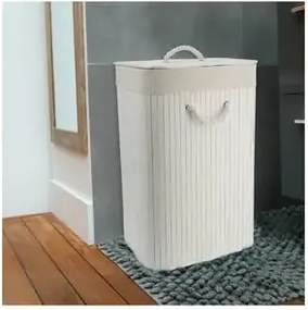 Compactor Bamboo Bambusový koš na prádlo s víkem - obdélníkový bílá /