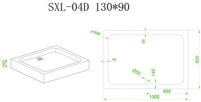 BPS-koupelny Obdélníková akrylátová sprchová vanička HYD-OSV-SXL04D 130x90 bílá