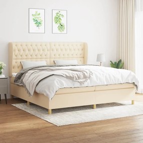 Box spring postel s matrací krémová 200x200 cm textil 3128794