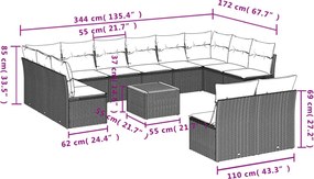 vidaXL 13dílný zahradní sedací souprava s poduškami polyratan [3223897] Barva: Černá