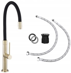 Gamma Flex Slim, vysoká kuchyňská baterie s elastickým ramenem h-480 mm, černá-zlatá, GMA-BFXSL-GD