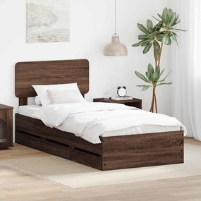 Rám postele se zásuvkou Hnědý dub 100 x 200 cm Dřevěný materiál 3412219