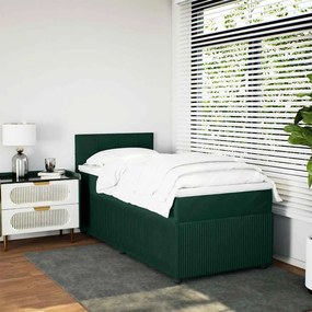 Box spring postel s matrací tmavě zelená 80 x 200 cm samet 3289893