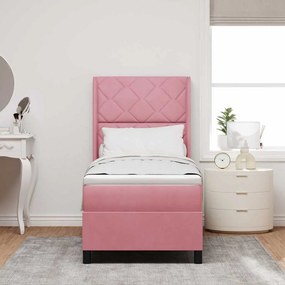 Postel s boxspringem s čelo Růžová 80 x 200 cm samet 3342037