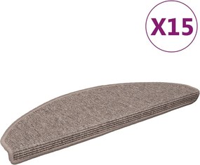 Schodové rohože 15 ks 65 x 21 x 4 cm tmavě béžové, půlkulaté, velké 326902