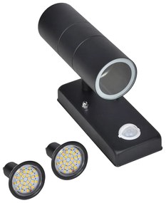 LED nástěnné svítidlo nerezová ocel tvar válce černé se senzorem - Default Title
