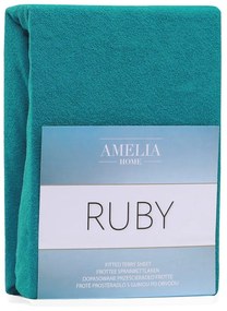 Froté prostěradlo s gumou AmeliaHome Ruby tyrkysové
