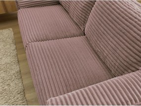 Růžová manšestrová pohovka na každodenní spaní/rozkládací 220 cm Hugo – Bobochic Paris