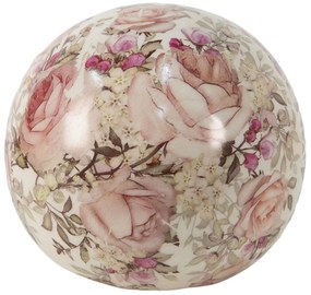 Keramická dekorační koule s růžemi Rosien - Ø12*11 cm