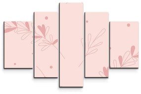 Sablio Obraz - 5-dílný Růžové lístky - 125x90 cm