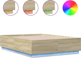 Rám postele s LED osvětlením dub sonoma 140 x 190 cm kompozit 3209641
