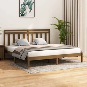 Rám postele medově hnědý masivní dřevo 200 x 200 cm,  3105273 HangarStore.cz