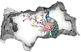 Wallmuralia Díra 3D fototapeta na stěnu Páv a květiny 95x73 cm