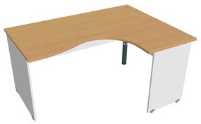 Stůl ergo levý 160*120 cm - Hobis Gate GE 2005 L Dekor stolové desky: buk, Dekor lamino podnože: bílá, Barva nohy: černá