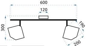Toolight - Stropní lampa typu reflektor 2xE27 APP696-2C, černá-růžové zlato, OSW-08560