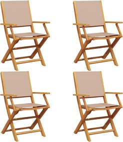 Skládací židle 4 ks, taupe látka a masivní dřevo 3214580