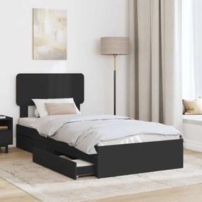 Postel s úložným prostorem Černá 90 x 190 cm Kompozitní dřevo 3412319