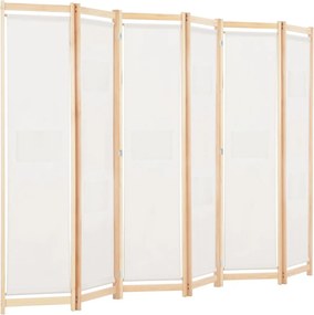 6dílný paraván krémový 240 x 170 x 4 cm textil 248174