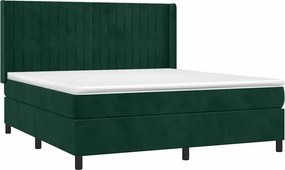 Box spring postel s matrací tmavě zelená 160x200 cm samet 3132810