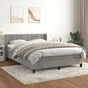 Box spring postel s matrací světle šedá 140x190 cm samet,  3130955