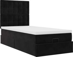 Osmanský rám postele s matracemi černá 80x200cm samet 3314428